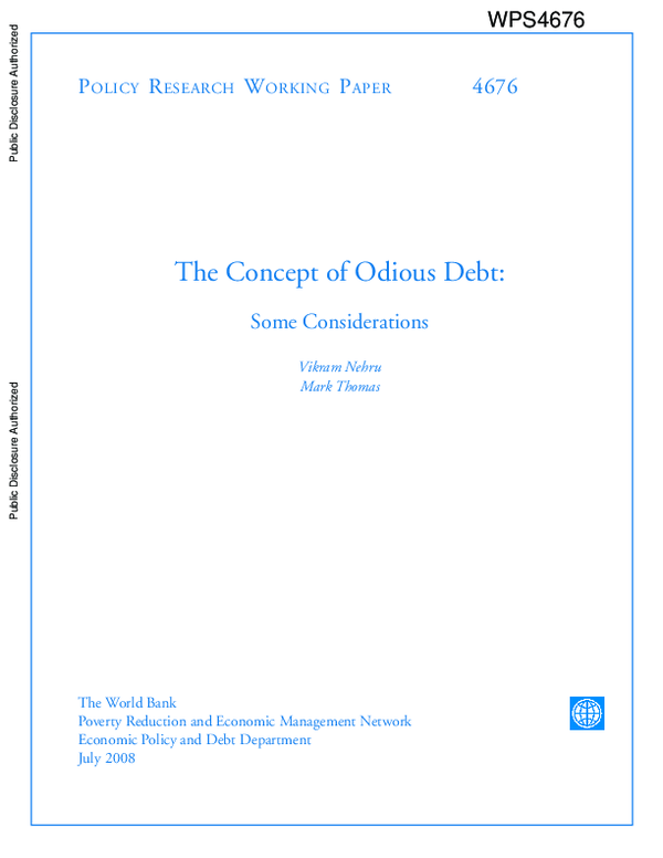 (PDF) The concept of odious debt : some considerations