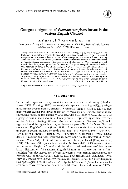 (PDF) Ontogenic migration of Pleuronectes flesus larvae in the eastern ...
