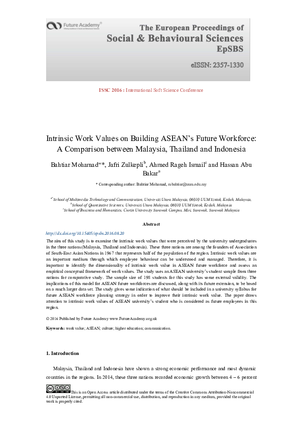 (PDF) Intrinsic Work Values on Building ASEAN’s Future Workforce: A ...