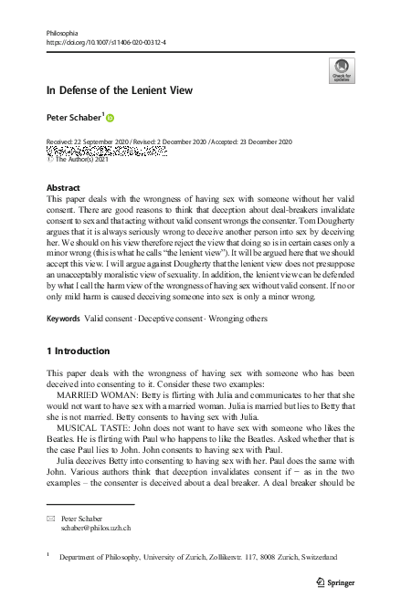 (PDF) In Defense of the Lenient View