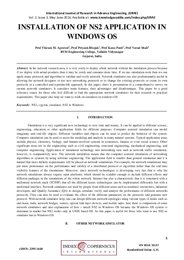 (PDF) Installation of NS2 Application in Windows Os