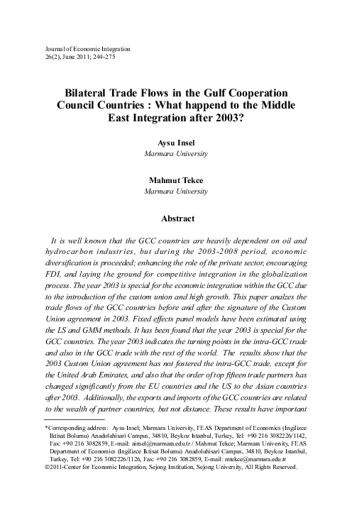 (PDF) Bilateral Trade Flows in the Gulf Cooperation Council Countries ...