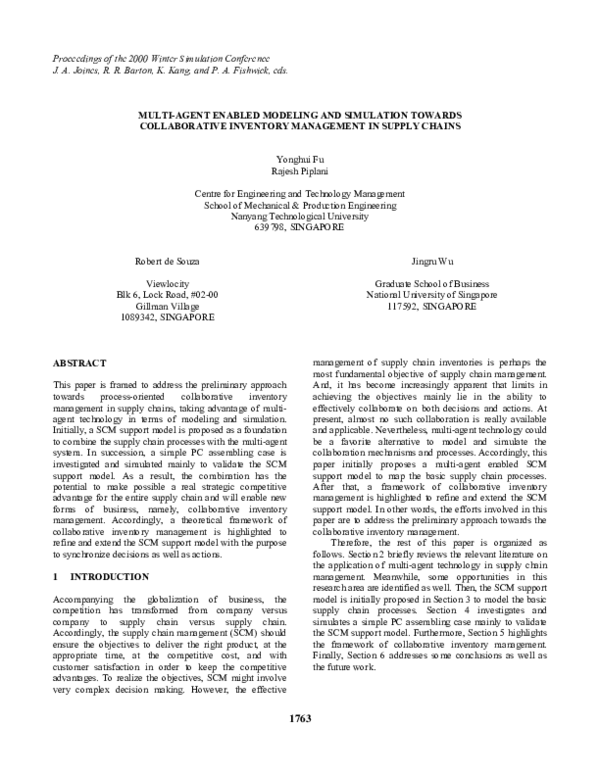 Pdf Agent Based Simulation Applications Multi Agent Enabled Modeling