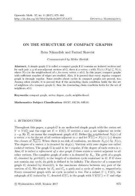 (PDF) On the structure of compact graphs