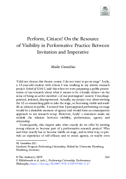 (PDF) Perform, Citizen! On the Resource of Visibility in Performative ...