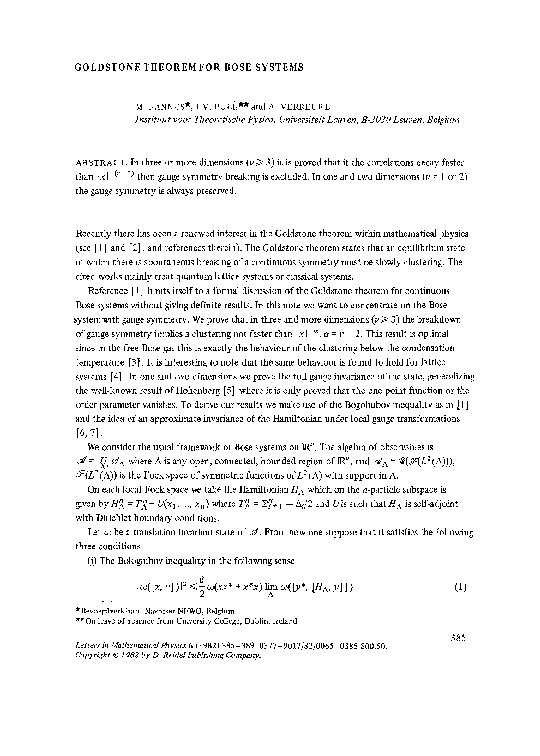 (PDF) Goldstone theorem for bose systems