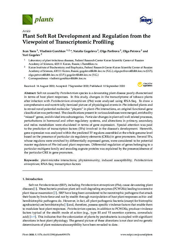 (PDF) Plant Soft Rot Development and Regulation from the Viewpoint of ...