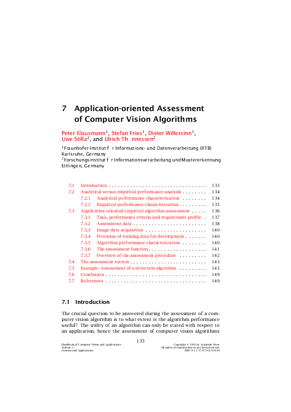 (PDF) Application-oriented assessment of computer vision algorithms