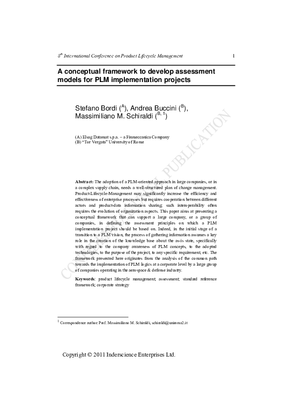 (PDF) A conceptual framework to develop assessment models for PLM implementation projects