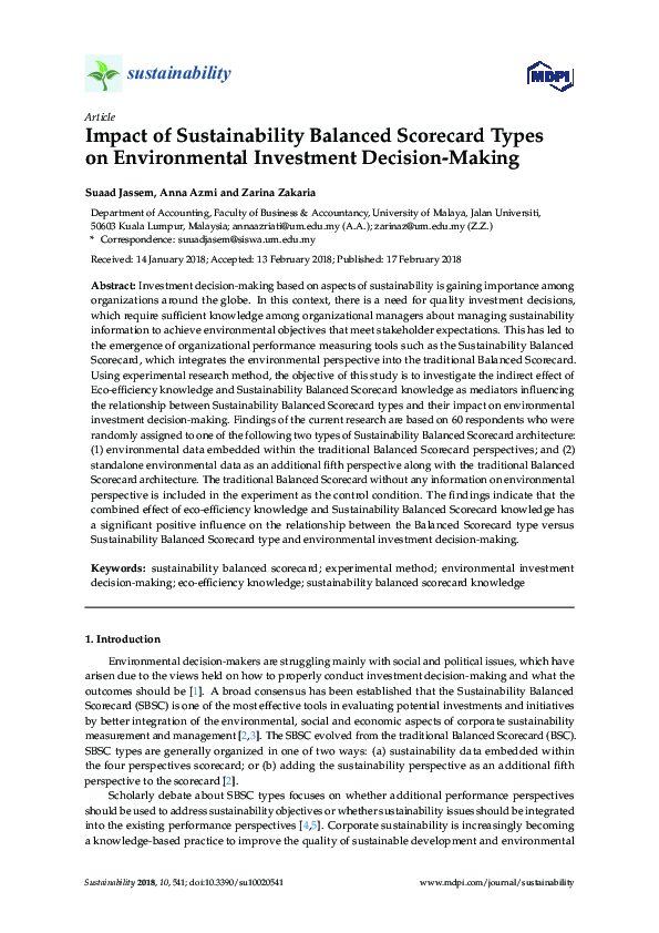 (PDF) Impact of Sustainability Balanced Scorecard Types on ...