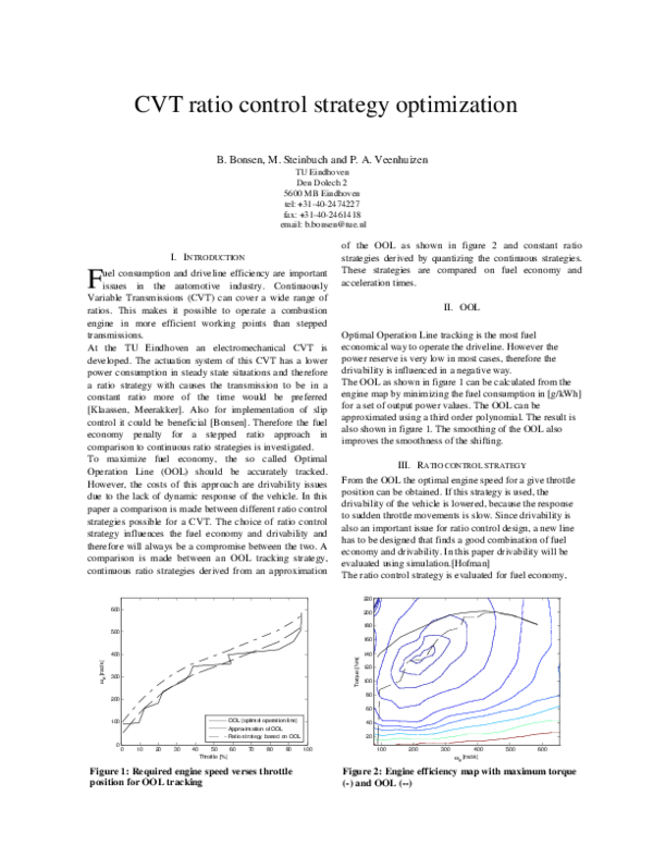 (PDF) CVT ratio control strategy optimization