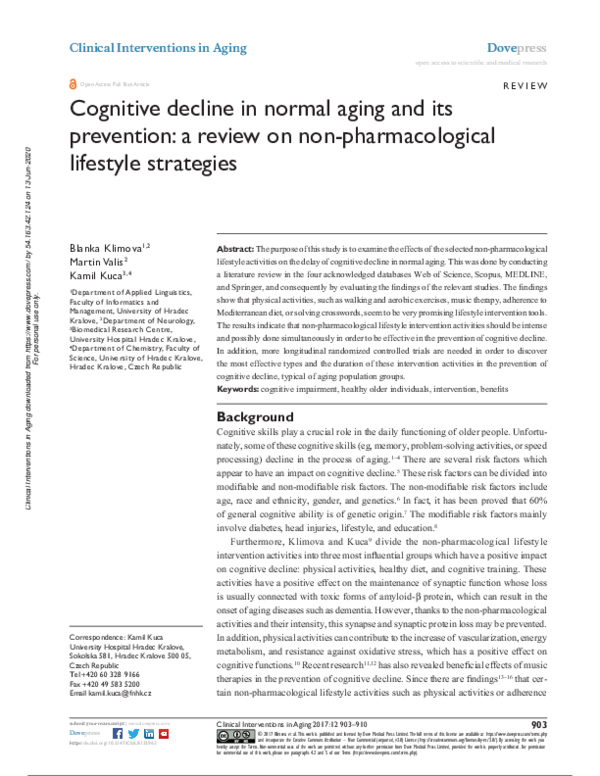 (PDF) Cognitive decline in normal aging and its prevention: a review on ...