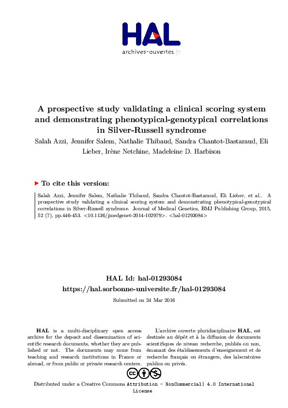 (PDF) A prospective study validating a clinical scoring system and ...