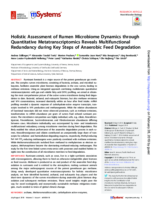 (PDF) Holistic Assessment of Rumen Microbiome Dynamics through Quantitative Metatranscriptomics ...