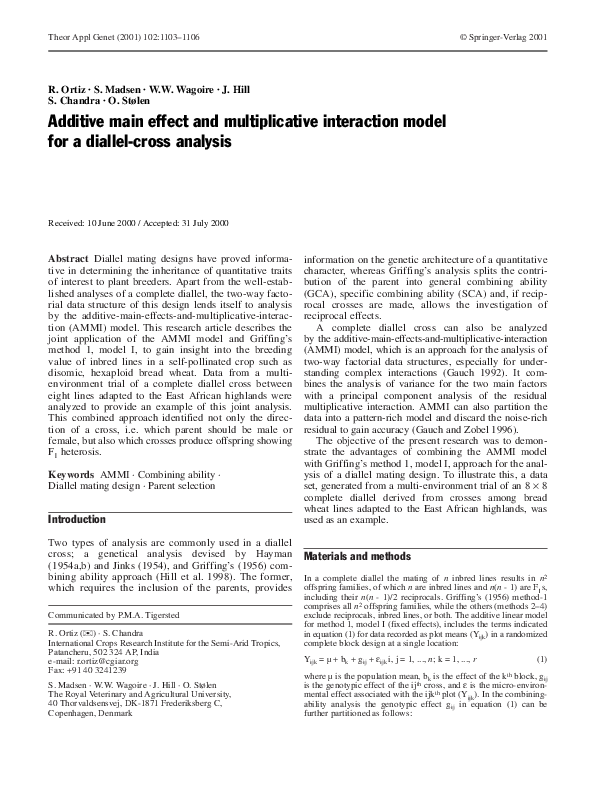 (PDF) Additive main effect and multiplicative interaction model for a ...