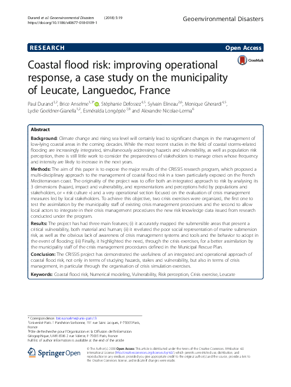 (PDF) Coastal flood risk: improving operational response, a case study ...