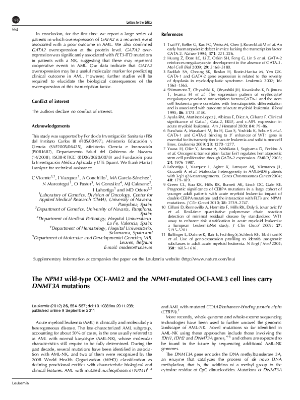 (PDF) The NPM1 wild-type OCI-AML2 and the NPM1-mutated OCI-AML3 cell ...