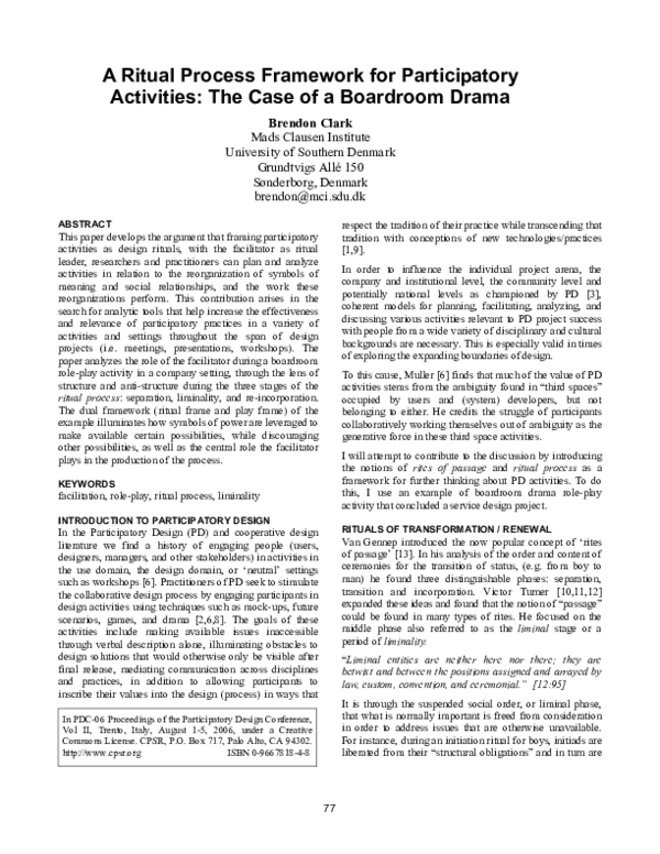 (PDF) A Ritual Process Framework for Participatory Activities: The Case ...