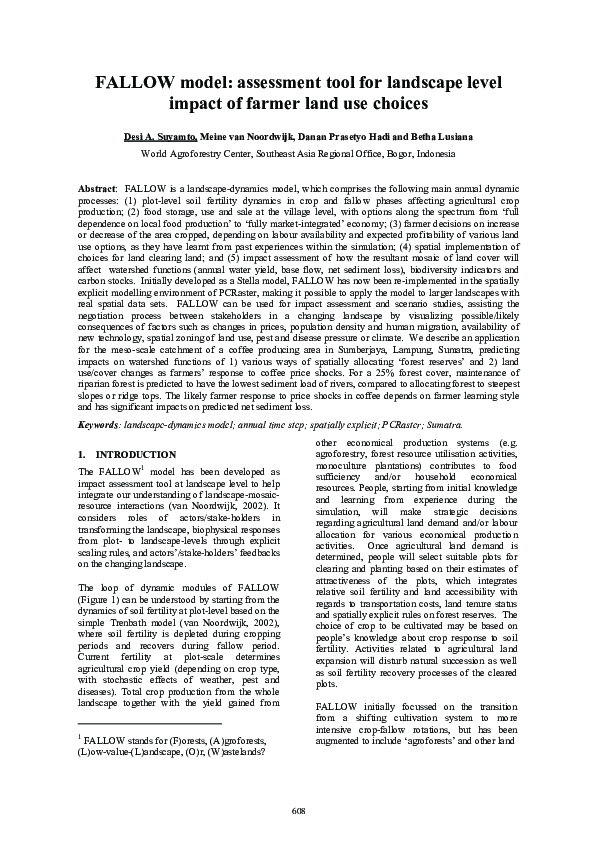 (PDF) FALLOW model: assessment tool for landscape level impact of ...
