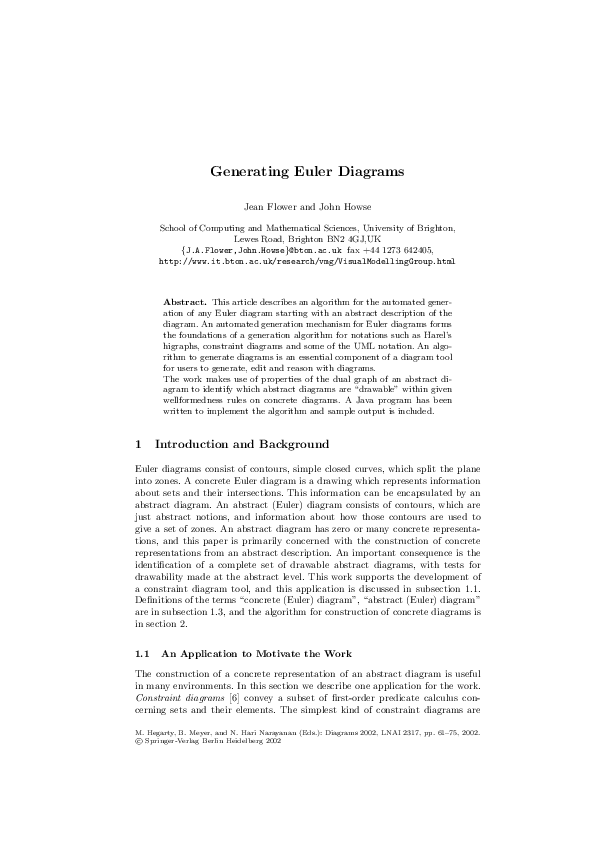(PDF) Generating Euler Diagrams