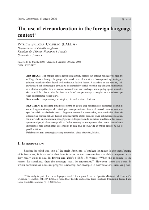 (PDF) The use of circumlocution in the foreign language context