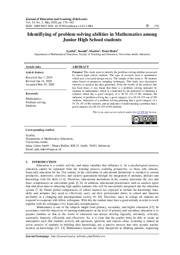 (PDF) Identifiying of problem solving abilities in Mathematics among ...