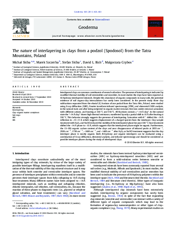 (PDF) The nature of interlayering in clays from a podzol (Spodosol ...