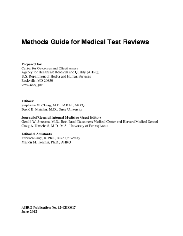 (PDF) Methods guide for medical test reviews