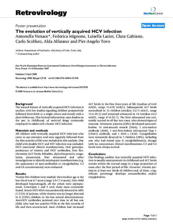 (PDF) The evolution of vertically acquired HCV infection | Pier Tovo ...