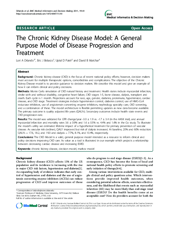 (PDF) The Chronic Kidney Disease Model: A General Purpose Model of ...
