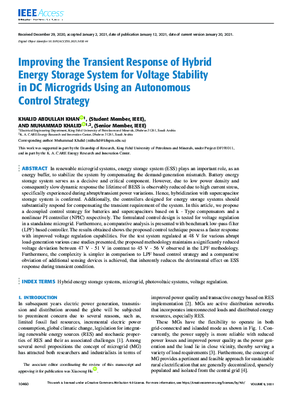(PDF) Improving the Transient Response of Hybrid Energy Storage System for Voltage Stability in ...