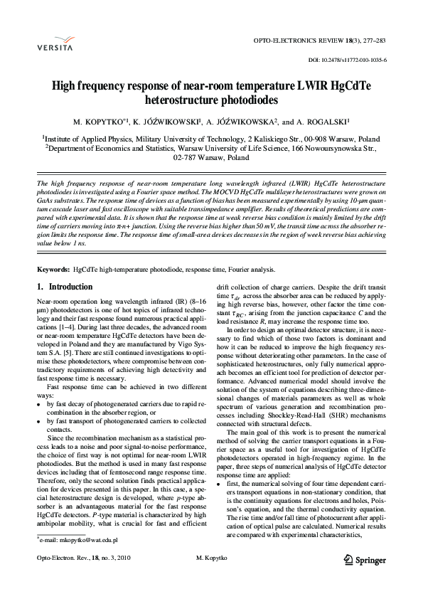 (PDF) Control of acceptor doping in MOCVD HgCdTe epilayers