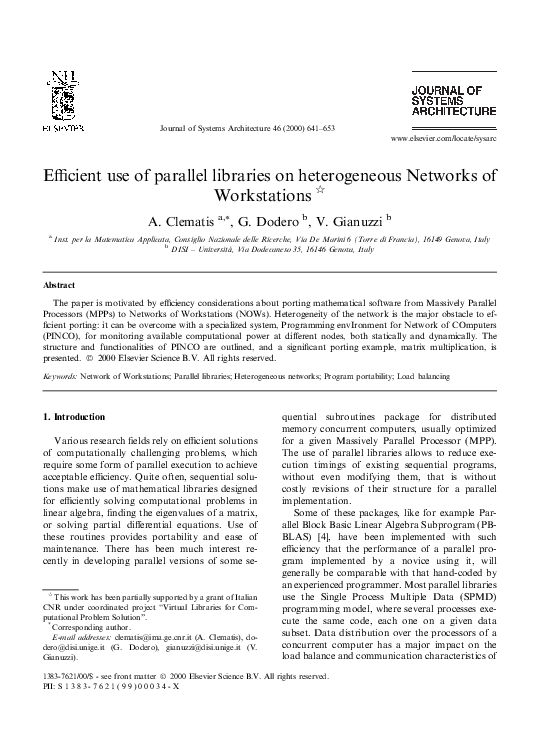 (PDF) Efficient use of parallel libraries on heterogeneous Networks of ...