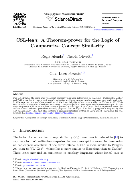 Pdf Csl Lean A Theorem Prover For The Logic Of Comparative Concept Similarity 