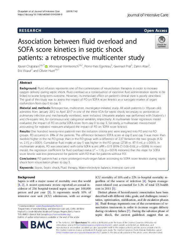 (PDF) Association between fluid overload and SOFA score kinetics in ...
