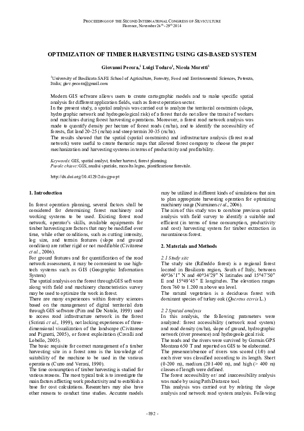 Pdf Optimization Of Timber Harvesting Using Gis Based System