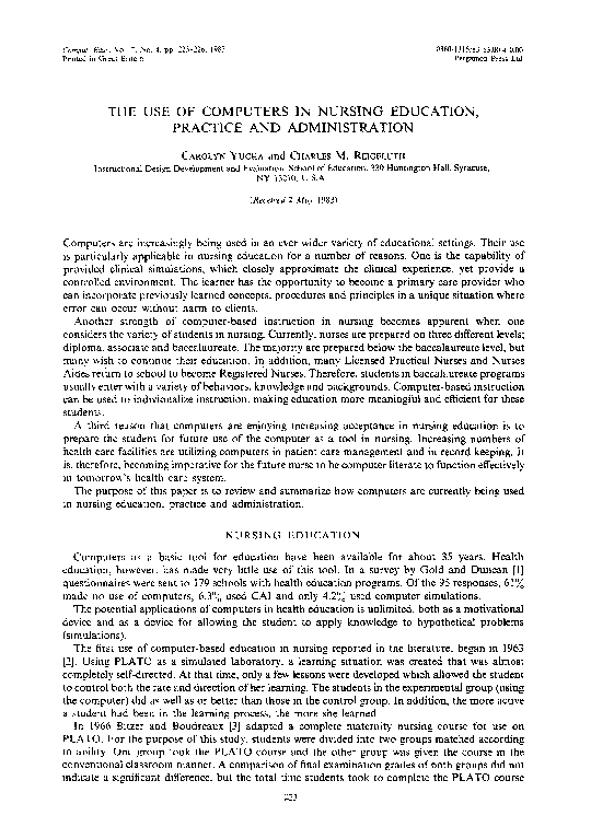 (PDF) The use of computers in nursing education, practice and ...
