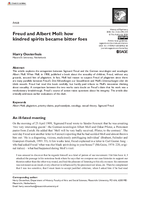 (PDF) Freud and Albert Moll: how kindred spirits became bitter foes