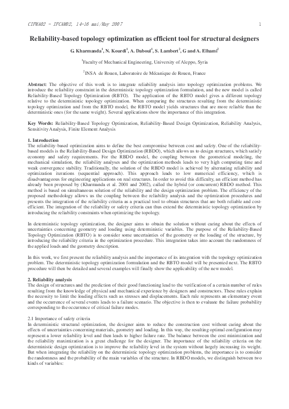 (PDF) Reliability-based topology optimization as efficient tool for structural designers