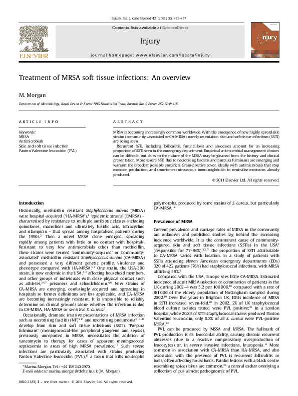 (PDF) Treatment of MRSA soft tissue infections: An overview | Marina ...