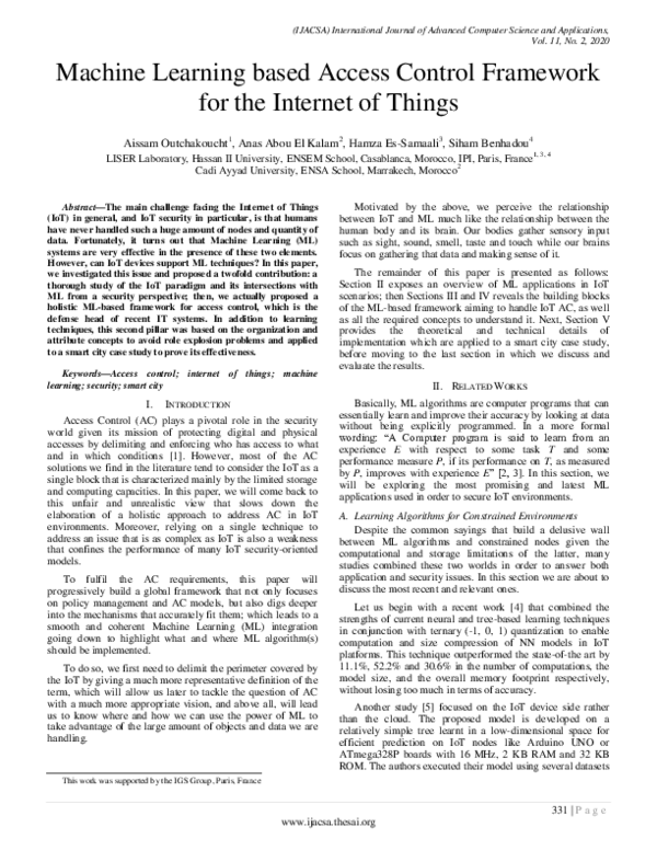 (PDF) Machine Learning based Access Control Framework for the Internet ...
