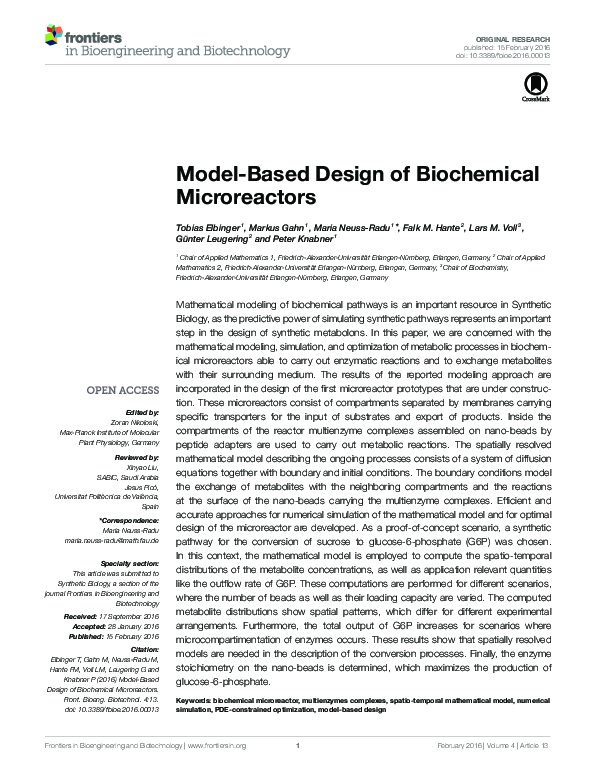 (PDF) Model-Based Design of Biochemical Microreactors