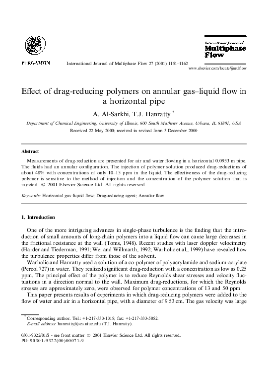 (PDF) Effect of drag-reducing polymers on annular gas-liquid flow in a ...