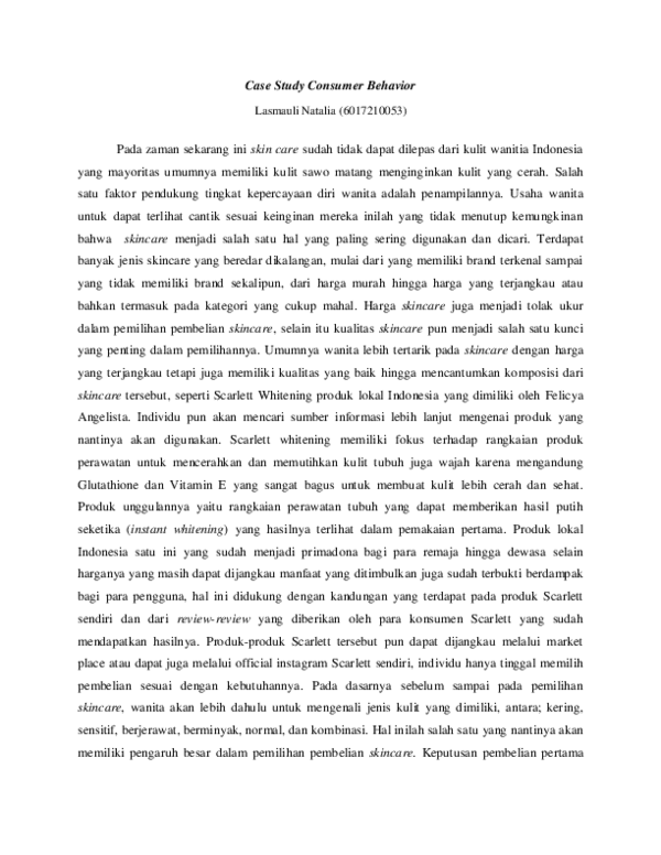 (PDF) Case Study Consumer Behavior