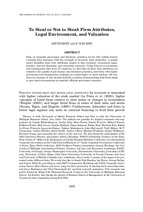 (PDF) To Steal or Not to Steal: Firm Attributes, Legal Environment, and ...