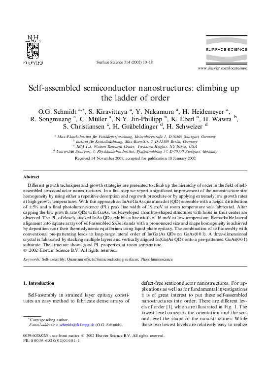 (PDF) Self-assembled semiconductor nanostructures: climbing up the ladder of order
