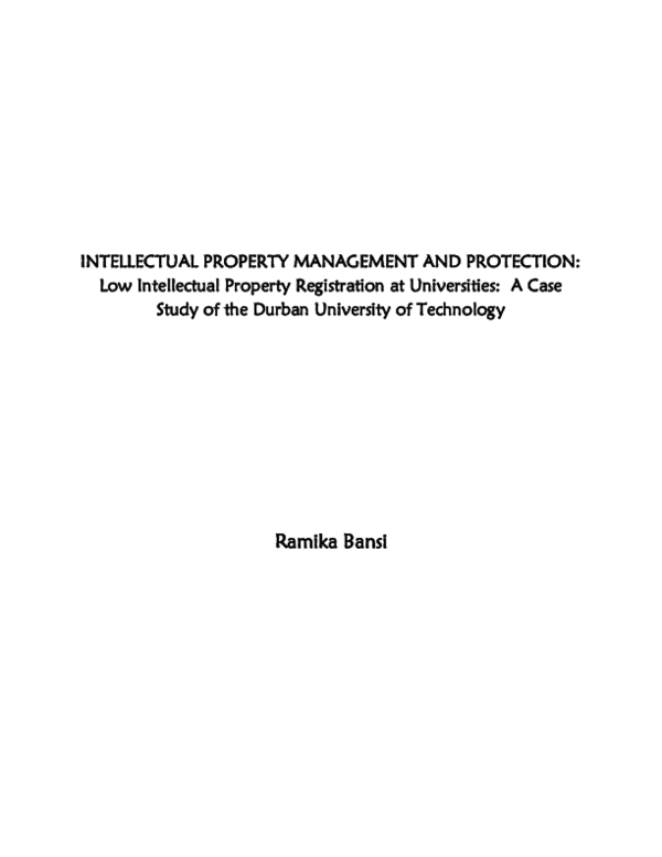 (PDF) Intellectual property management and protection : low ...