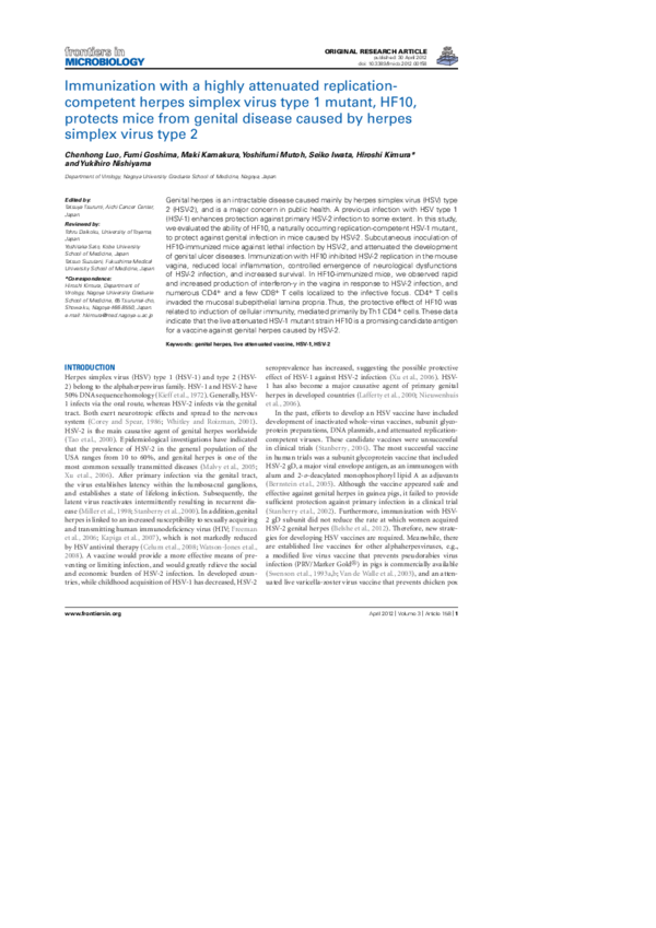 (PDF) Immunization with a highly attenuated replication-competent ...