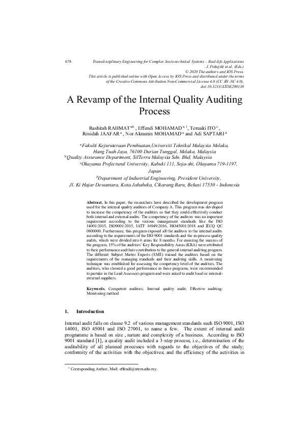 (PDF) A Revamp of the Internal Quality Auditing Process