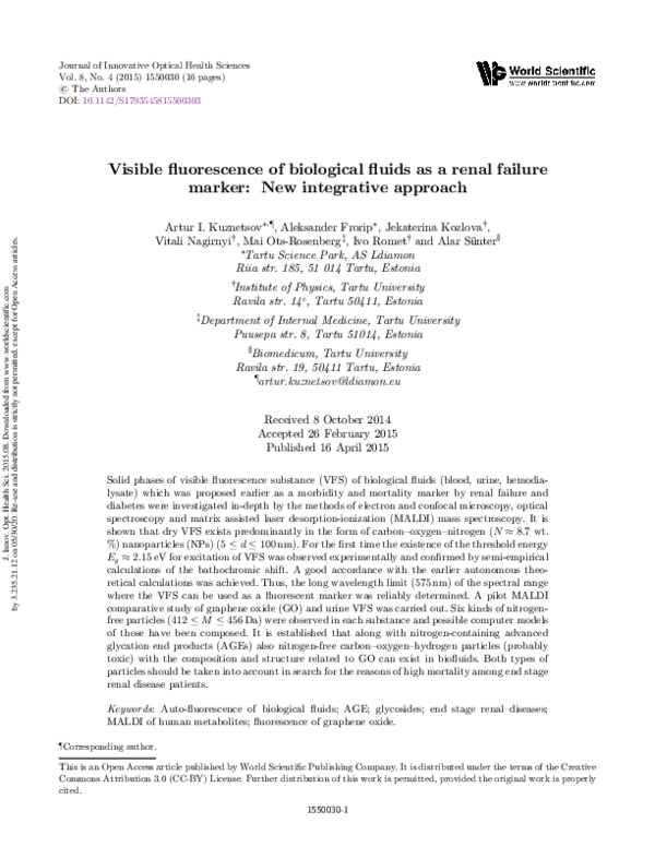 (PDF) Visible fluorescence of biological fluids as a renal failure ...